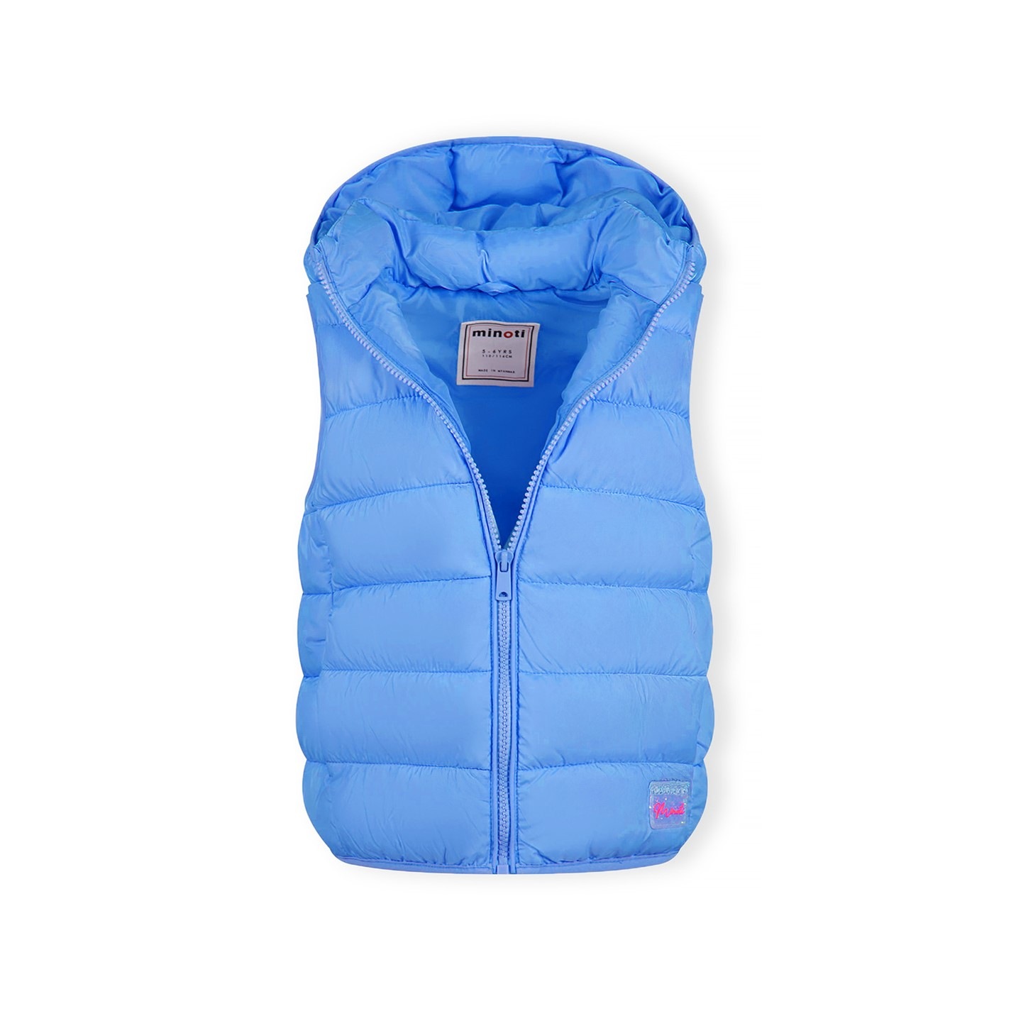 Minoti | Girls quilted gilet with full zip and detachable hood light ...